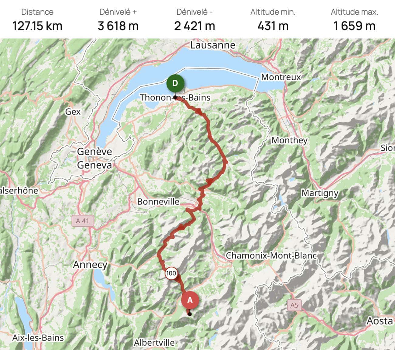Parcours de la traversée des Alpes à vélo par les cols (cyclisme)